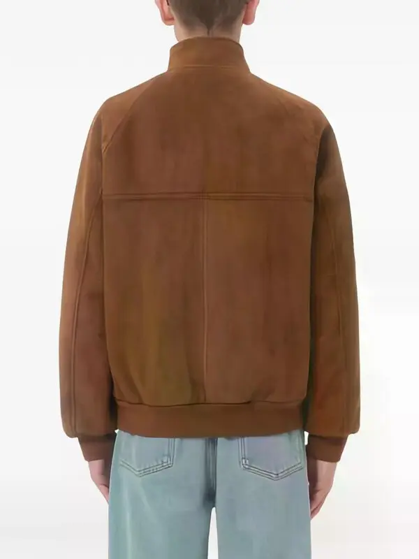 Valentino Garavani Suede Bomber Jacket With Mock Neck