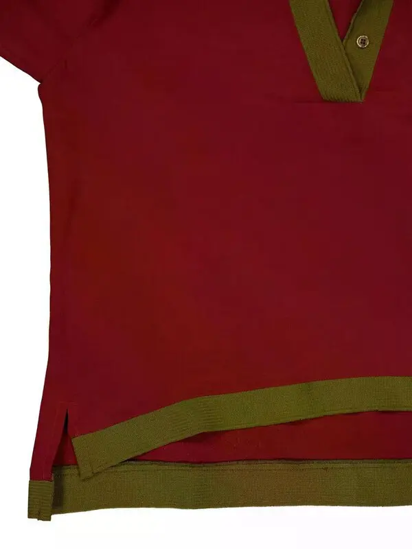 PAULA Long Sleeve Silk Polo Top - Red