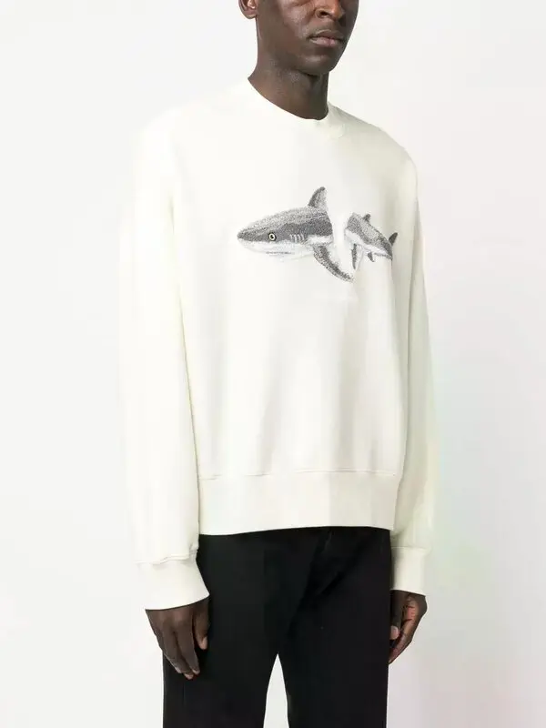 Palm Angels Shark-print Crew-neck Sweatshirt