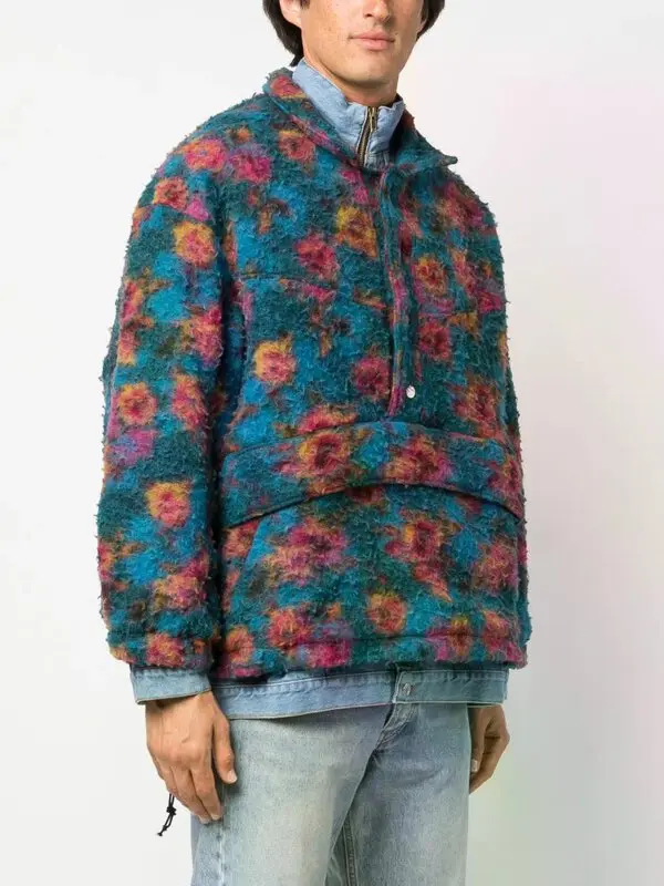 EGONLAB Floral-print High-neck Bomber Jacket