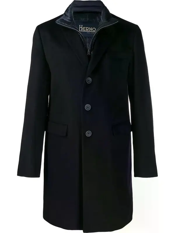 Herno Single-breasted Coat With Quilted Underlay