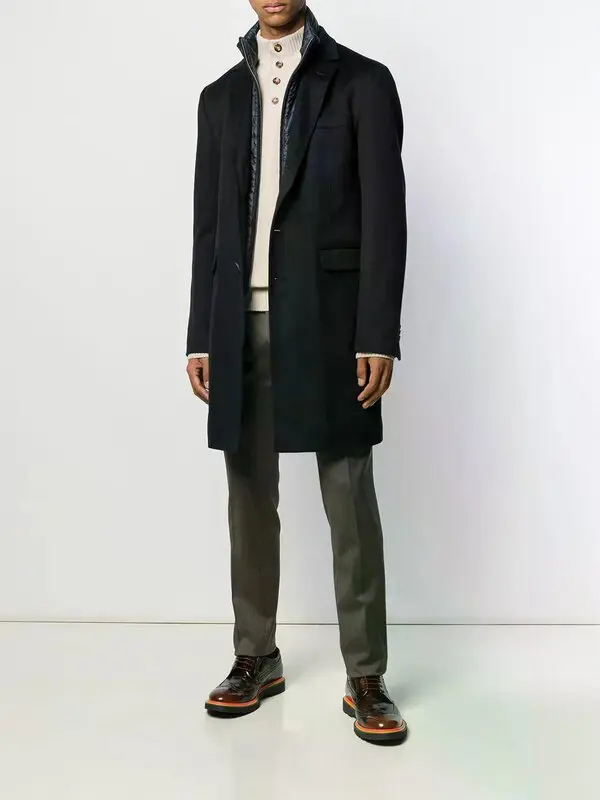Herno Single-breasted Coat With Quilted Underlay