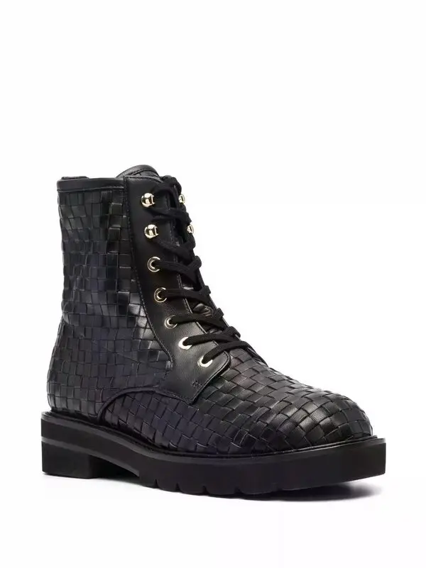 STUART WEITZMAN Mila Woven Leather Lace-up Ankle Boots