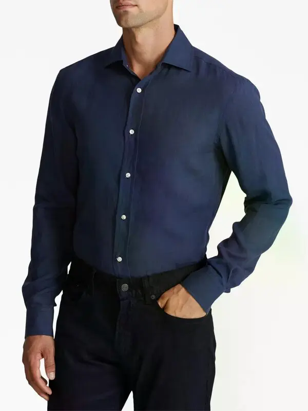 Ralph Lauren Purple Label Classic-collar Linen Shirt - Blue