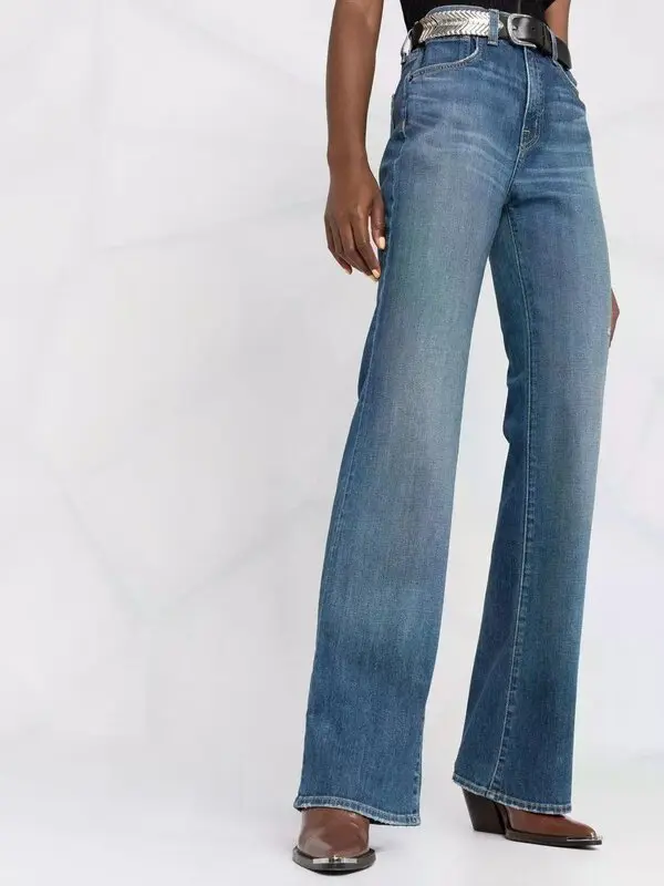 NILI LOTAN Flared Denim Jeans - Blue