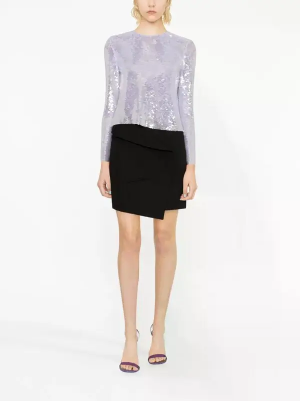SELF-PORTRAIT Sequin Embellished Long Sleeve Top