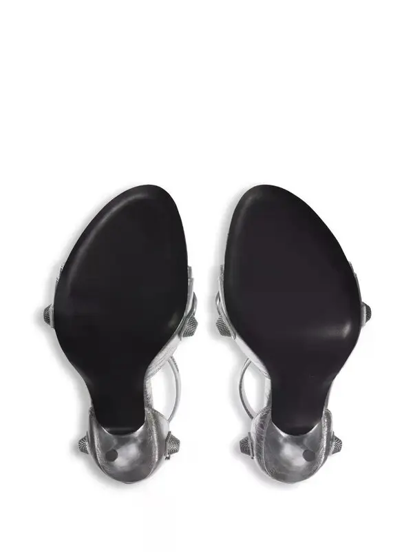 Balenciaga Cagole 110mm Metallic Finish Sandals - Silver