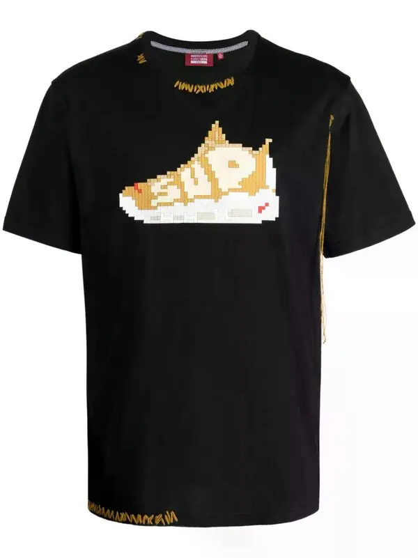 MOSTLY HEARD RARELY SEEN 8-BIT Detail-appliqué Decorative-stitching Cotton T-shirt - Black