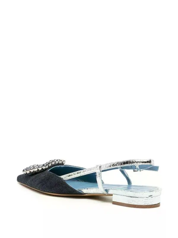 MADISON MAISON Flat Crystal-embellished Slingback Pumps