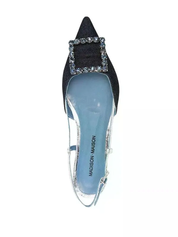 MADISON MAISON Flat Crystal-embellished Slingback Pumps