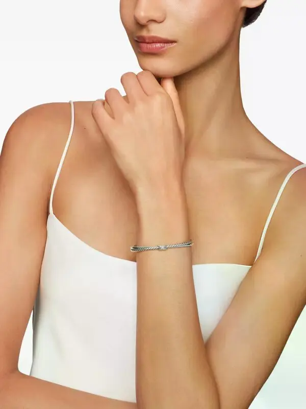 David Yurman Sterling Petite X Station Diamond Bracelet