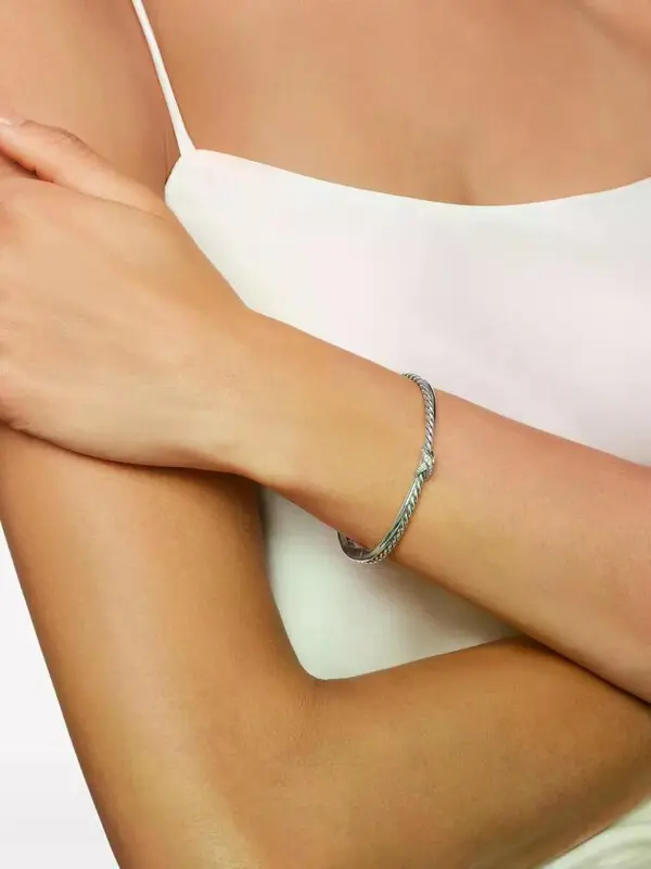 David Yurman Sterling Petite X Station Diamond Bracelet