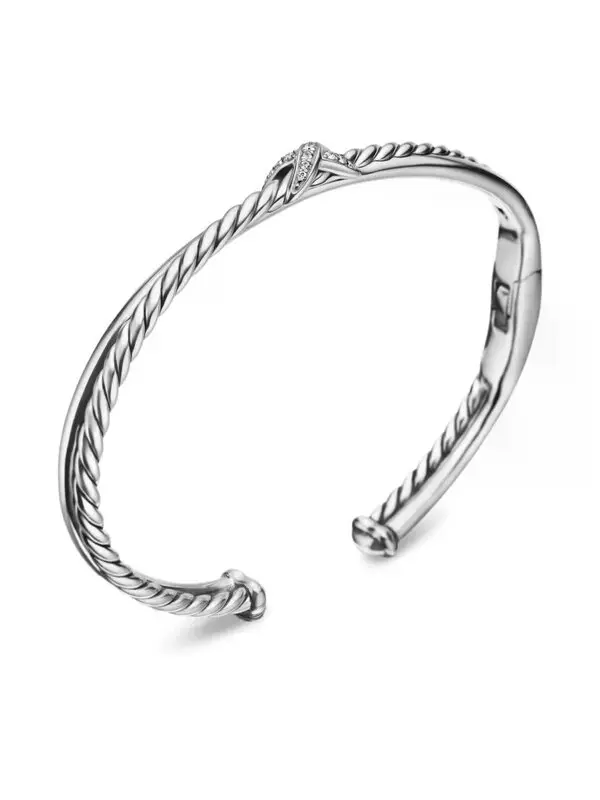 David Yurman Sterling Petite X Station Diamond Bracelet