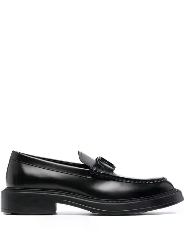 TOD'S Logo Plaque Leather Loafers