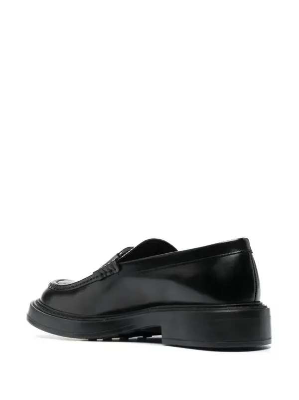 TOD'S Logo Plaque Leather Loafers