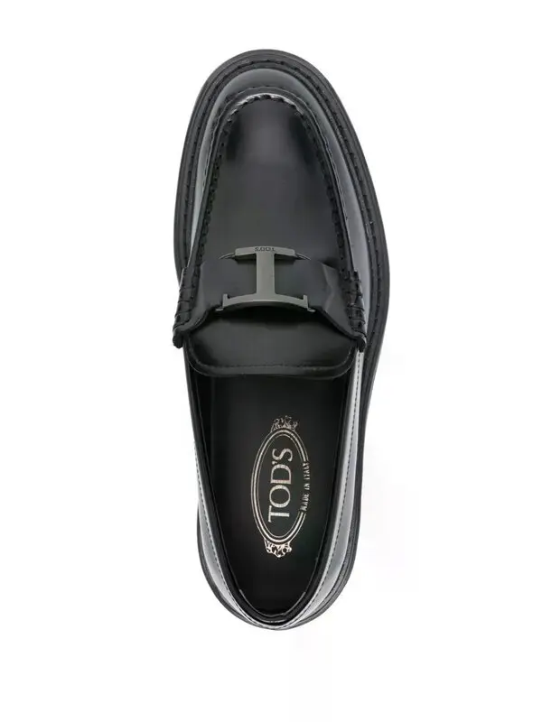 TOD'S Logo Plaque Leather Loafers
