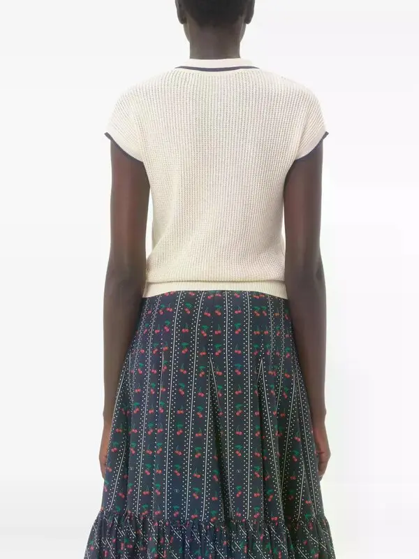 Valentino Garavani Cotton Viscose Knit Top With Bow Detail - Neutrals