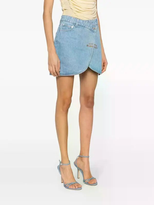 Gcds Logo-embroidered Denim Mini Skirt