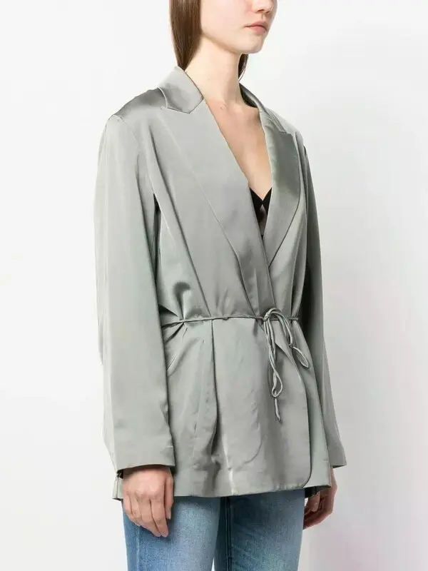 Vince V-neck Double-breasted Blazer With Adjustable Waist Strap