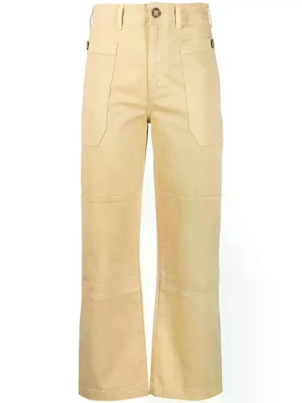 FRAME High-waisted Straight-leg Trousers In Light Yellow - Neutrals