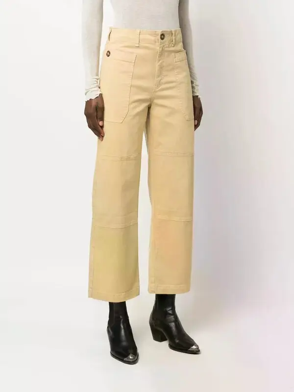 FRAME High-waisted Straight-leg Trousers In Light Yellow - Neutrals