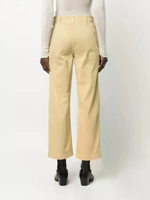 FRAME High-waisted Straight-leg Trousers In Light Yellow - Neutrals