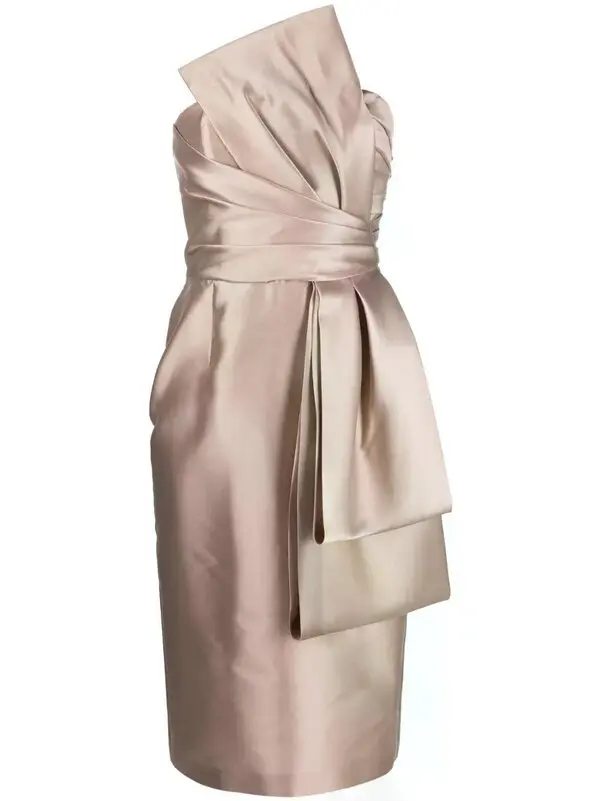 Alberta Ferretti Strapless Draped Midi Dress - Pink