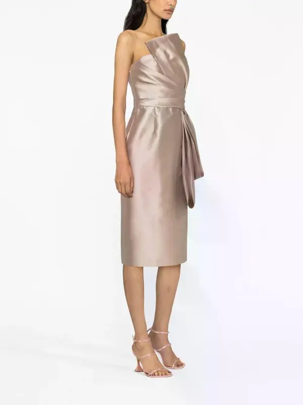 Alberta Ferretti Strapless Draped Midi Dress