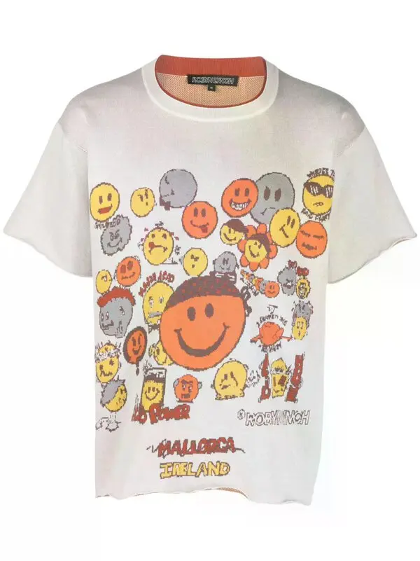 ROBYN LYNCH Smiley-print Cotton T-shirt