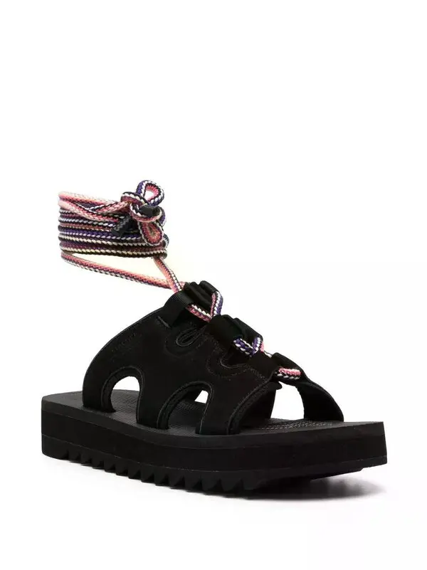 Suicoke Suede Chunky Open-toe Sandals With Wraparound Ankle Ties