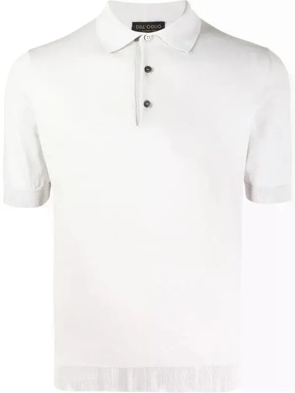 DELL'OGLIO Cotton Short-sleeve Polo Shirt - Grey