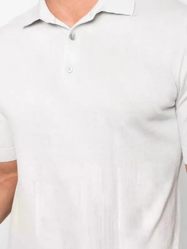 DELL'OGLIO Cotton Short-sleeve Polo Shirt - Grey