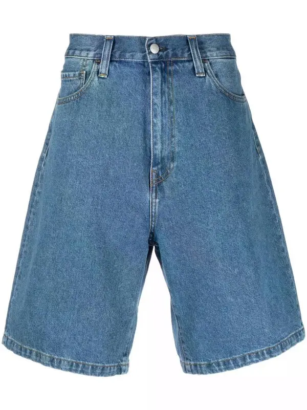 Carhartt Work In Progress Logo Detail Washed Denim Shorts