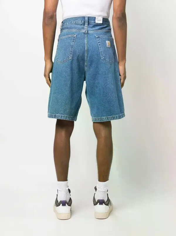 Carhartt Work In Progress Logo Detail Washed Denim Shorts
