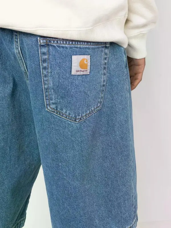 Carhartt Work In Progress Logo Detail Washed Denim Shorts