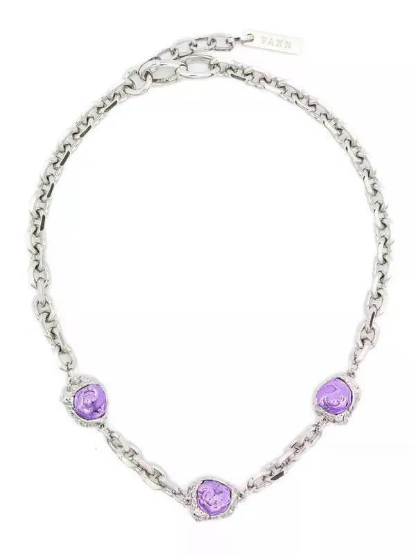 VANN JEWELRY Tone Sculpted Charm Choker Necklace - Silver