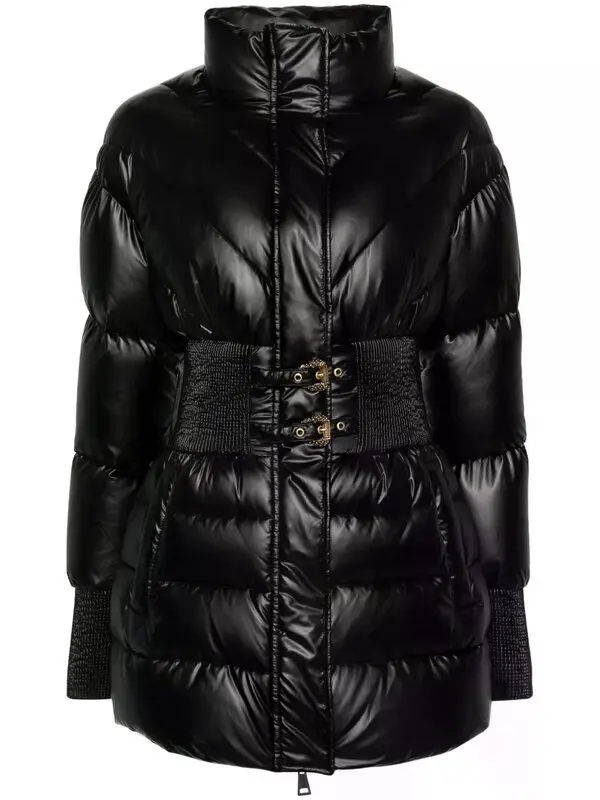 Versace Padded Jacket With Baroque Buckle - Black