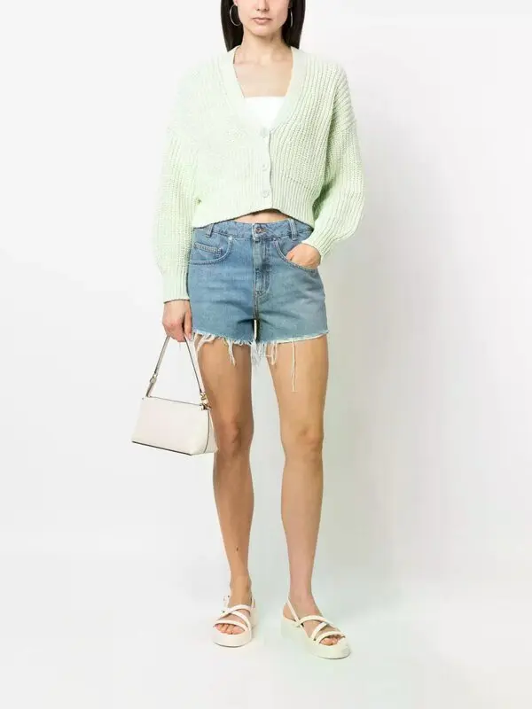 IRO PARIS Mid-rise Frayed Hem Denim Shorts