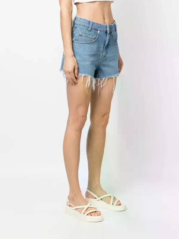 IRO PARIS Mid-rise Frayed Hem Denim Shorts