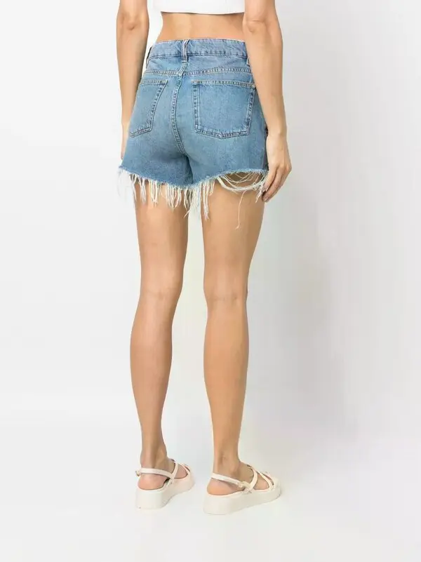 IRO PARIS Mid-rise Frayed Hem Denim Shorts
