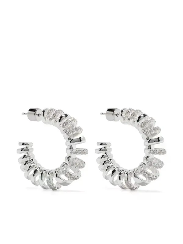 EMILI Lucia Hoop Earrings In -tone Sterling With Zirconia - Silver