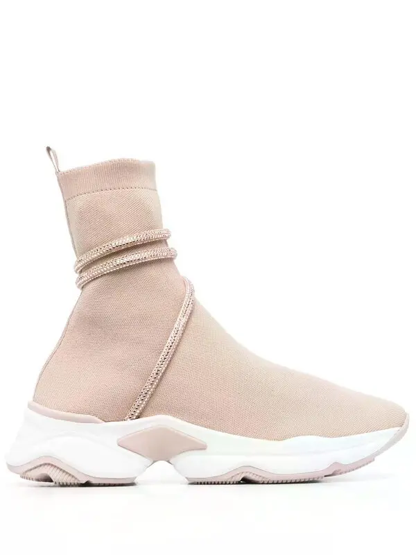 Rene Caovilla Embellished Sock-ankle Sneakers - Neutrals