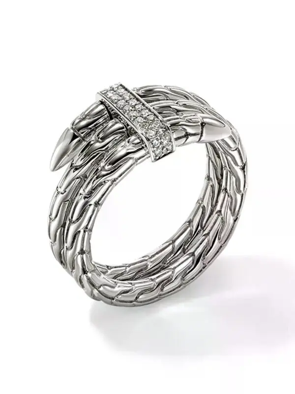 John Hardy Sterling And Diamond Spear Ring