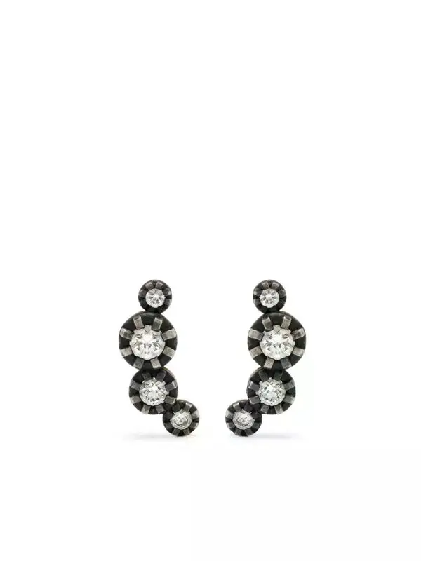 LEANDRA 18k Yellow Gold Diamond Climber Earrings - Black