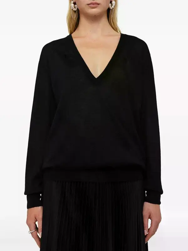 JIL SANDER V-neck Cashmere Top - Black
