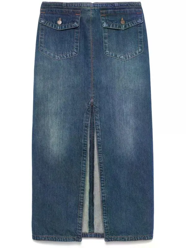 Chloé Denim Midi Skirt - Blue
