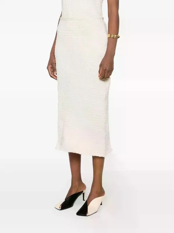 JIL SANDER Cream Cotton Waffle-knit Midi Skirt