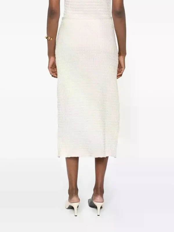 JIL SANDER Cream Cotton Waffle-knit Midi Skirt