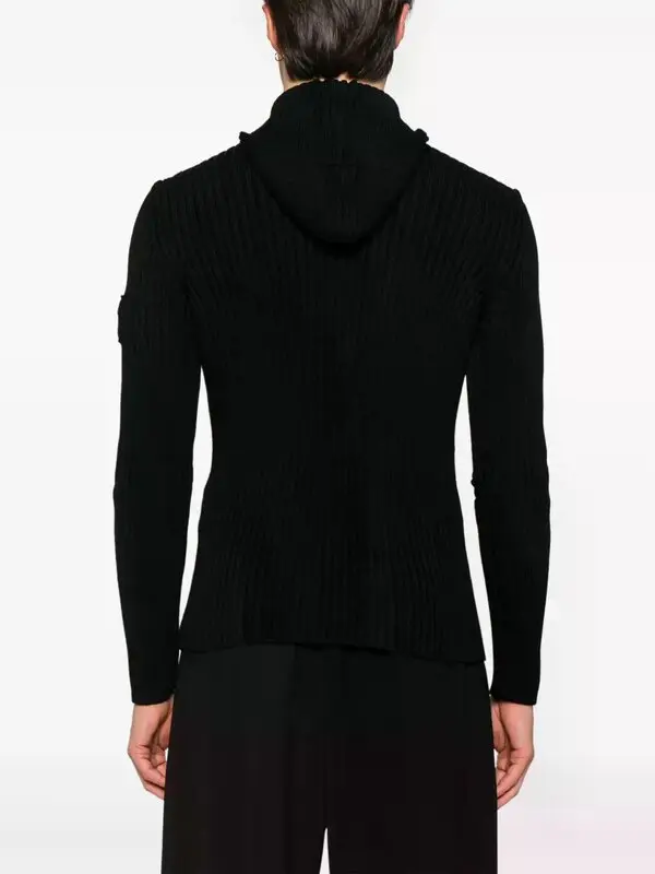 Prada Ribbed-knit Virgin Wool Hoodie