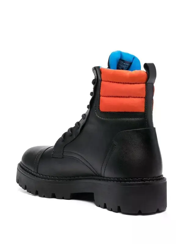 Tommy Hilfiger Padded Detail Lace-up Boots - Black